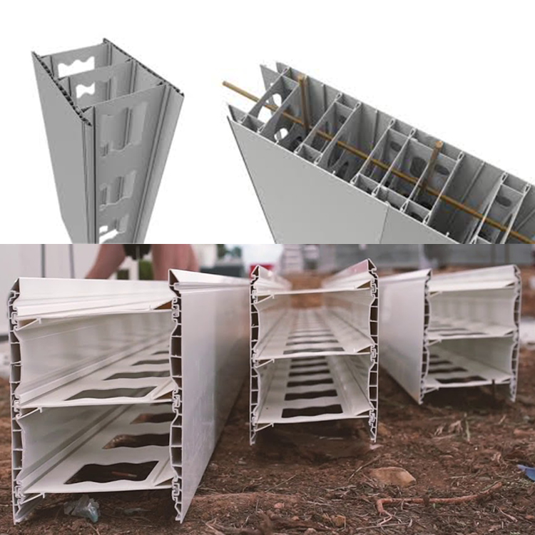 Foldable Panel PVC Formwork Profiles for Permanent Construction Concrete Wall System