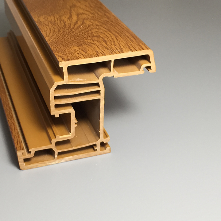 Wood Color PVC Profiles Golden Oak Laminated Foil UPVC Window Profiles ...
